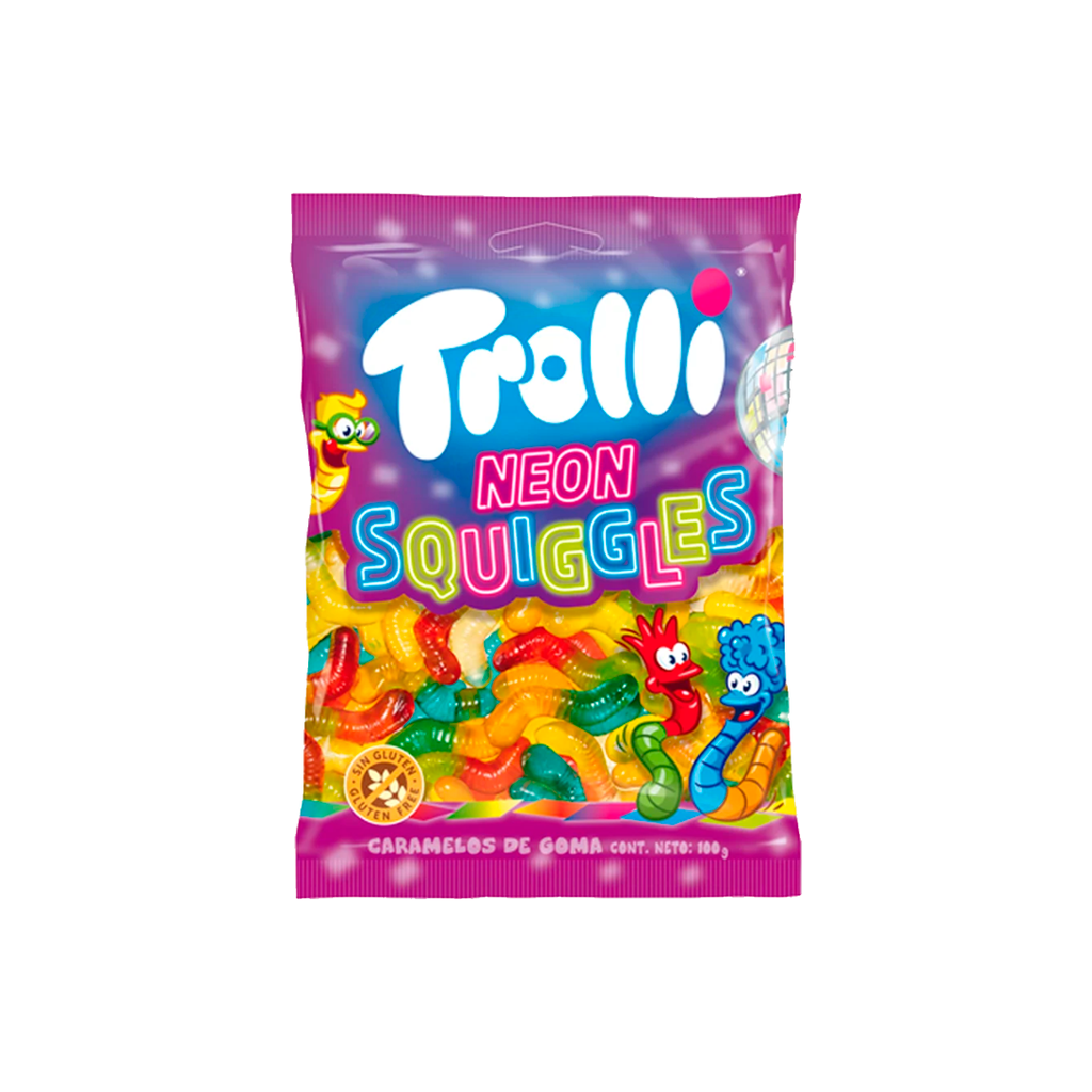 Dulce gomitas trolli 100g neon squiggles | La Mundial